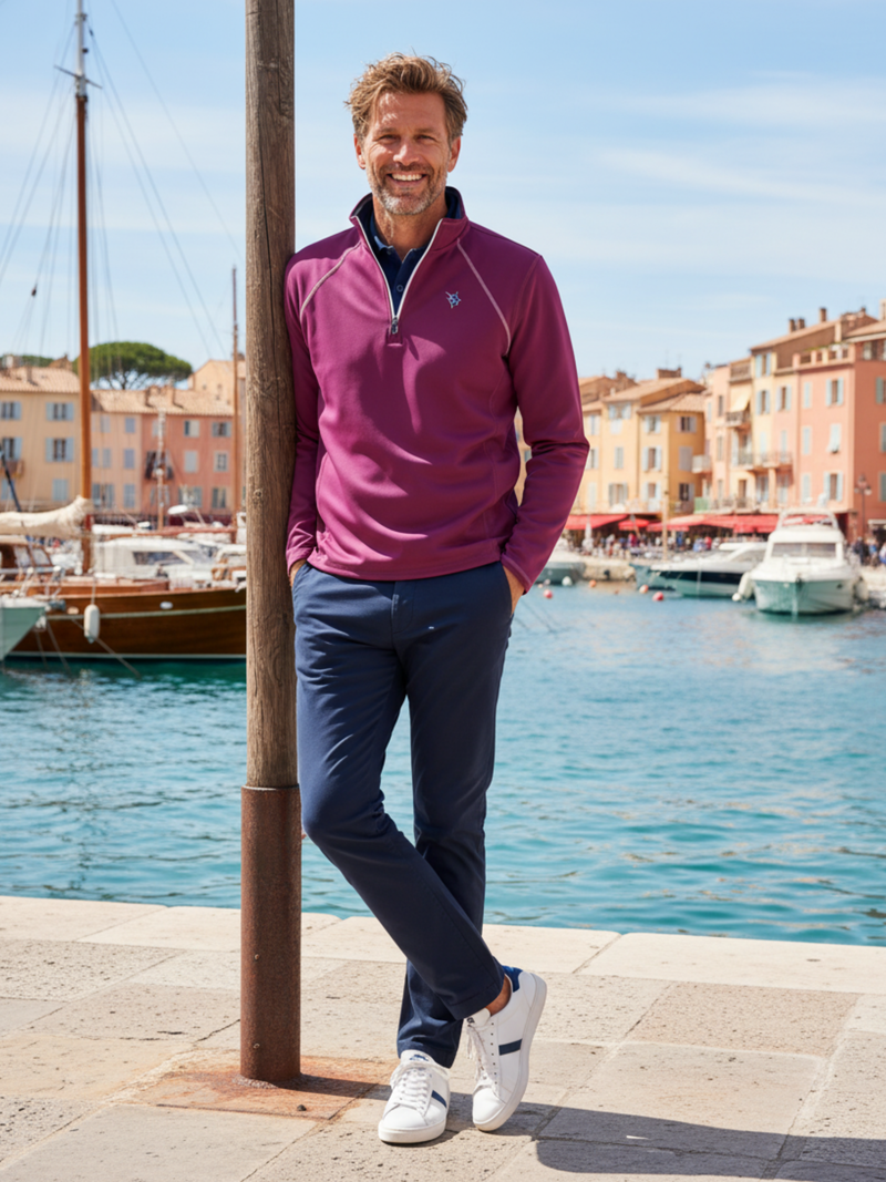 New Harbor Performance Quarter Zip Plum Soft Brushed Poly Spandex ...