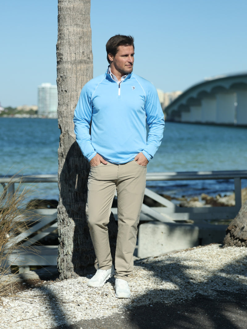 New Harbor Performance Quarter Zip Blue Soft Brushed Poly Spandex ...